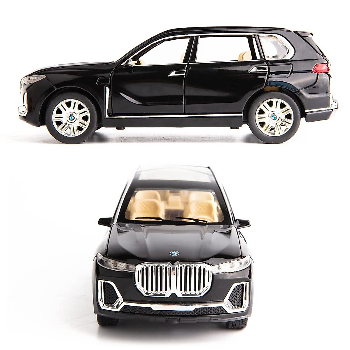 WAKAKAC Toy Car Compatible for 1/24 X7 Model Car, Alloy Die-cast Toy Vehicles,Pull Back Car Modelwith Sound and Light for Kids Boys Collectible Gift(Black)