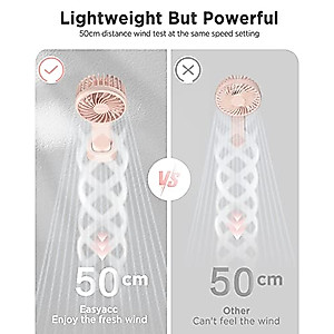 EasyAcc Mini Portable Fan, Powerful Handheld Fan, Cute Design 3 Speed Personal Small Desk Fan with Base, Lightweight Makeup USB Rechargeable Fan for Stylish Girl Women Men Indoor Outdoor