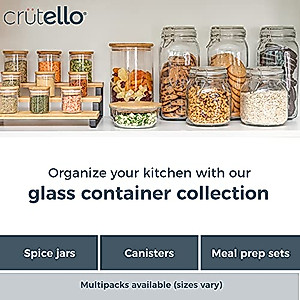 Crutello 20 Pack 2.5 Oz Mini Spice Jars with Bamboo Lids, Dishwasher Safe Jars for Spices, Honey, Beans, Rice, Party Favors