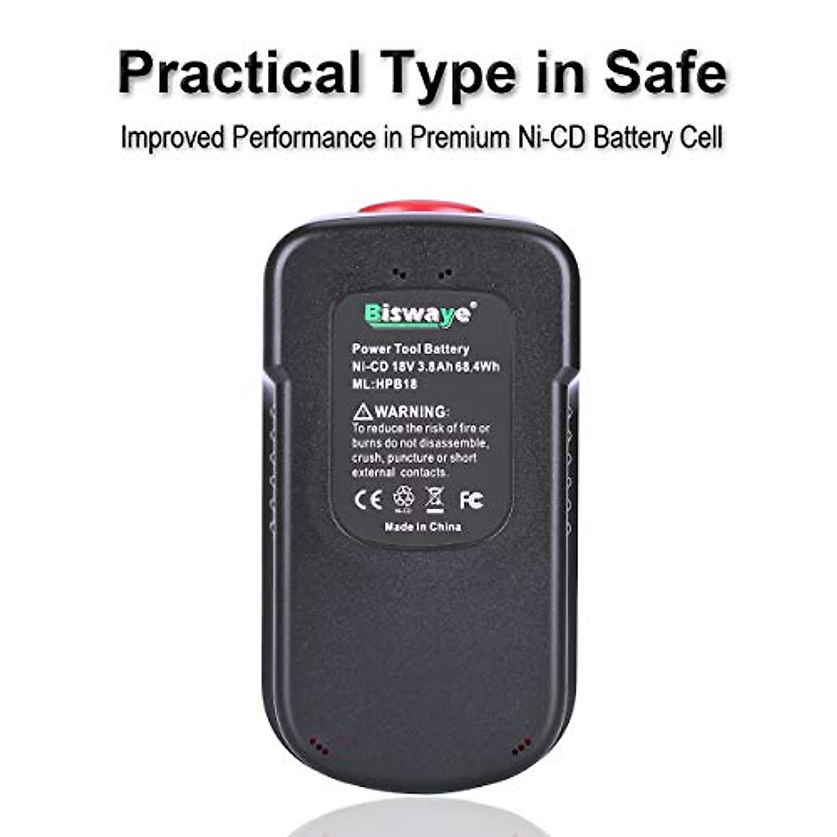 Biswaye 2-Pack 3.8Ah 18V NI-CD Battery Compatible with Black & Decker HPB18-OPE 18-Volt Slide Pack Battery HPB18 244760-00 A1718 FS18FL FSB18 and 18-Volt Firestorm Cordless Power Tools
