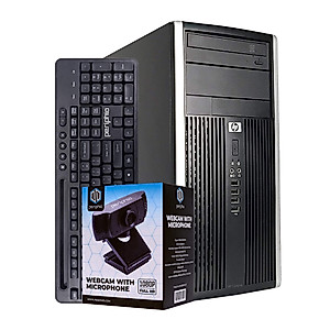 HP 6200 Desktop Tower Computer, Intel Core i7 Quad Core, 16GB RAM, 500GB Solid State Drive, DVD, Wi-Fi, Windows 10 Pro, Periphio Wireless Keyboard, 1080p Webcam (Renewed)