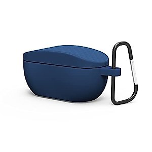 Geekria Silicone Case Cover Compatible with JBL Wave 100TWS, Vibe 100 TWS True Wireless Earbuds, Earphones Skin Cover, Protective Carrying Case with Keychain Hook, Charging Port Accessible (Blue)
