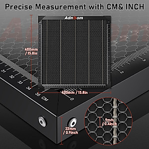 Honeycomb Laser Bed, ADNOOM 15.7” x15.7” Galvanized Iron Honeycomb Working Panel, Laser Cutter Honeycomb Working Table with Aluminum Plate for Fast Heat Dissipation and Desktop-Protecting (400 x400mm)