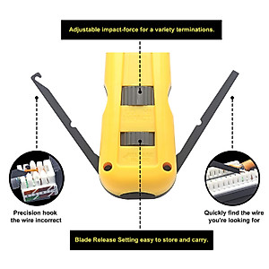 VCELINK Punch Down Impact Tool with 110 and 66 Blades, Network Wire Punch Down Impact Tool Kit, Keystone Impact Terminal Insertion Tools, Network Cable CAT6/CAT5/CAT3 Stripper