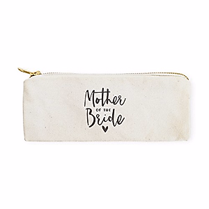 The Cotton & Canvas Co. Mother of The Bride Wedding Cosmetic Pouch, Pencil Case, Bridal Party Gift and Travel Make Up Pouch