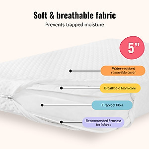 Dream On Me Baby Fairy 5” Foam Crib & Toddler Bed Mattress in a Box, White I Greenguard Gold Certified I JPMA Certified