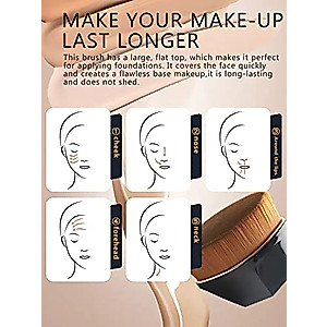 Flat Top Foundation Brush, TEOYALL Flawless Kabuki Brush Face Makeup Brush for Blending Liquid, Cream, Cosmetics with Storage Box (Black)
