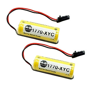 BAOBUTE 2PCS 3V 1770-XYC 3V 1800mAh Lithium PLC Battery Replacement for 1770-XYC/A 1770-XYB 1756-BA1 with Black Plug