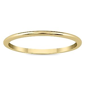 SZUL 1mm Thin Domed Wedding Band Available in 14K Yellow Gold, 14K White Gold, and 14K Rose Gold (Yellow-gold, 8.5)