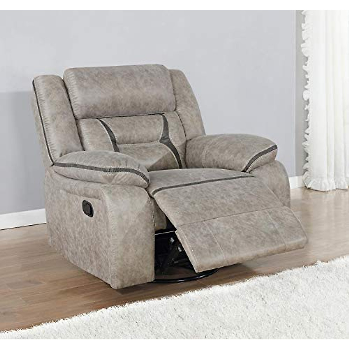 Coaster Home Furnishings PU Manual Motion Recliner in Taupe Finish