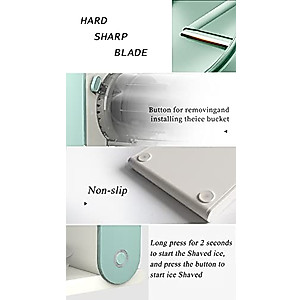 Shaved Ice Maker Snow Cone Rechargeable Slushie Machine Ice Cream Maker for Family Portable USB Charger 2 Set Block Ice Molds(Green)