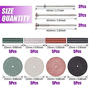 Swpeet 46Pcs Polishing Wheels Kit, 40Pcs 4 Colors Mixed Lab Beauty Silicone Rubber Polishing Wheels and Polishing Particle + 6 Mandrel Shank Perfect for Rotary Hand Pieces Rotary Tool