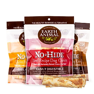 Earth Animal No-Hide Small Long Lasting Dog Chew Rolls Beef, Chicken and Venison (2 Count Pack of 3)