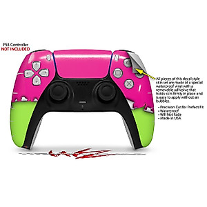 WraptorSkinz Skin Wrap compatible with Sony PS5 DualSense Controller Ripped Colors Hot Pink Neon Green (CONTROLLER NOT INCLUDED)