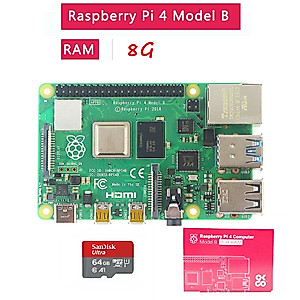 DIGISHUO Raspberry Pi 4B Model B 8GB RAM DIY Kit | with Case | Pi Cooling Fan | San Disk 64G SD Card Micro-SD | Micro HDMI Cable | Sufficient 5V 3A Power Supply (8G Module 8 in 1 Kit)
