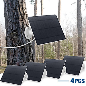 Fabbay 4 Pcs 5w Solar Panels for Security Camera Charging Solar Panel for Wireless Camera 360 Degree Adjustable Solar Panel Ip67 Waterproof Compatible with Dc 5v Camera USB or USB-C Port(White)