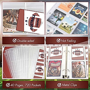 720 Pockets Football Card Binder with Sleeves fit for Baseball Cards, Trading Cards Album Cards Holder Protectors Set Fit for MTG, Yugioh, Sports, Football Card