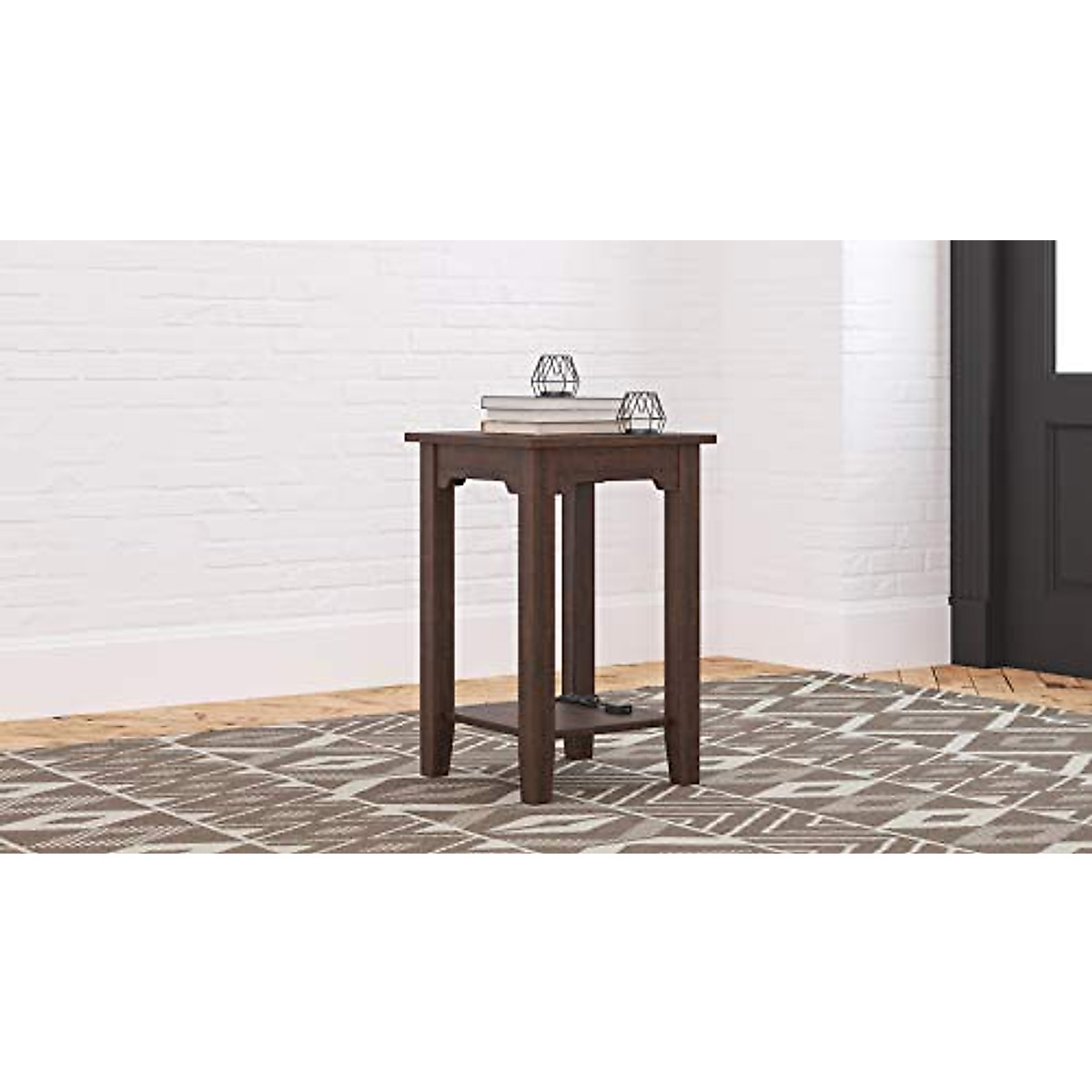 Signature Design by Ashley Camiburg Modern Chair Side End Table with USB Charging Port, Brown