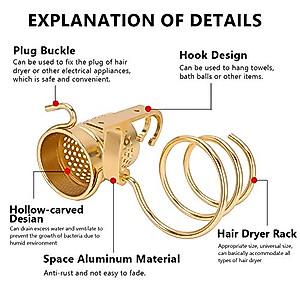 Hair Dryer Holder, Bathroom Hair Dryer Organizer Wall Mount Stand Hair Blow Dryer Hanging Rack Wall Mounted Organizer Multipurpose Rack(02)