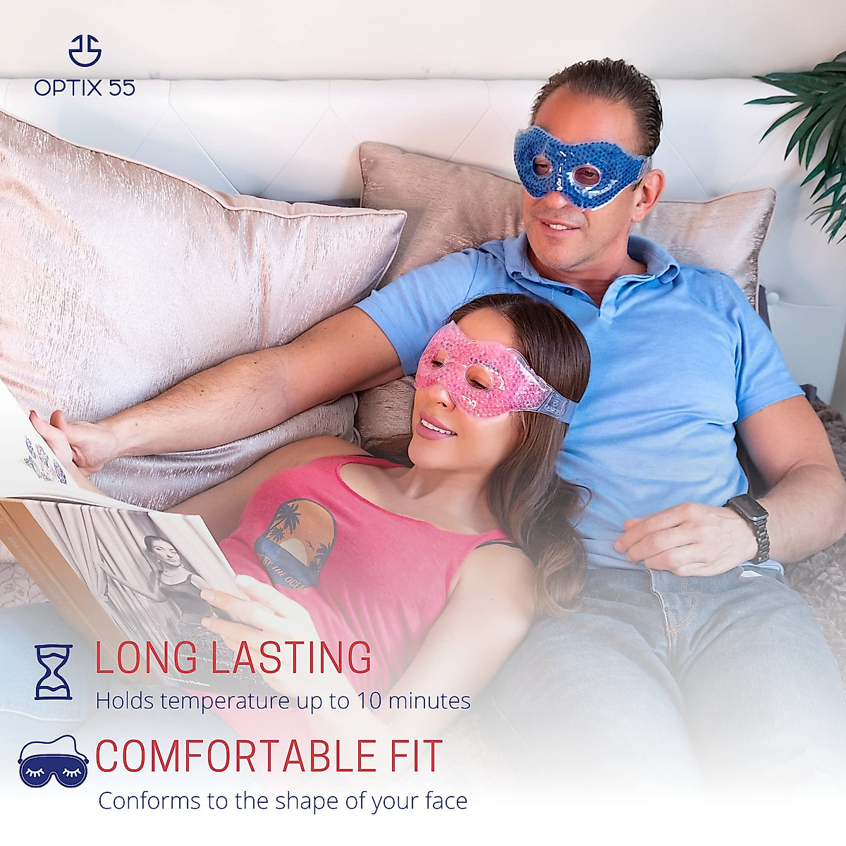 Gel Eye Mask with Eye Holes- Hot Cold Compress Pack Eye Therapy | Cooling Eye Mask for Puffy Eyes, Dry Eyes, Headaches, Migraines, Sinus, Dark Circles - Reusable Eye Face Mask | Ergo Gel Bead (Pink)