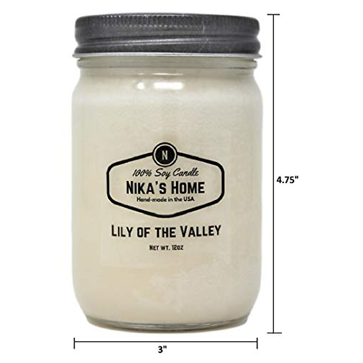 Nika's Home Lily of The Valley Soy Candle 12oz Mason Jar Non-Toxic White Soy Candle Handmade, Long Burning 50-60 Hours Highly Scented All Natural, Clean Burning Candle Gift Décor