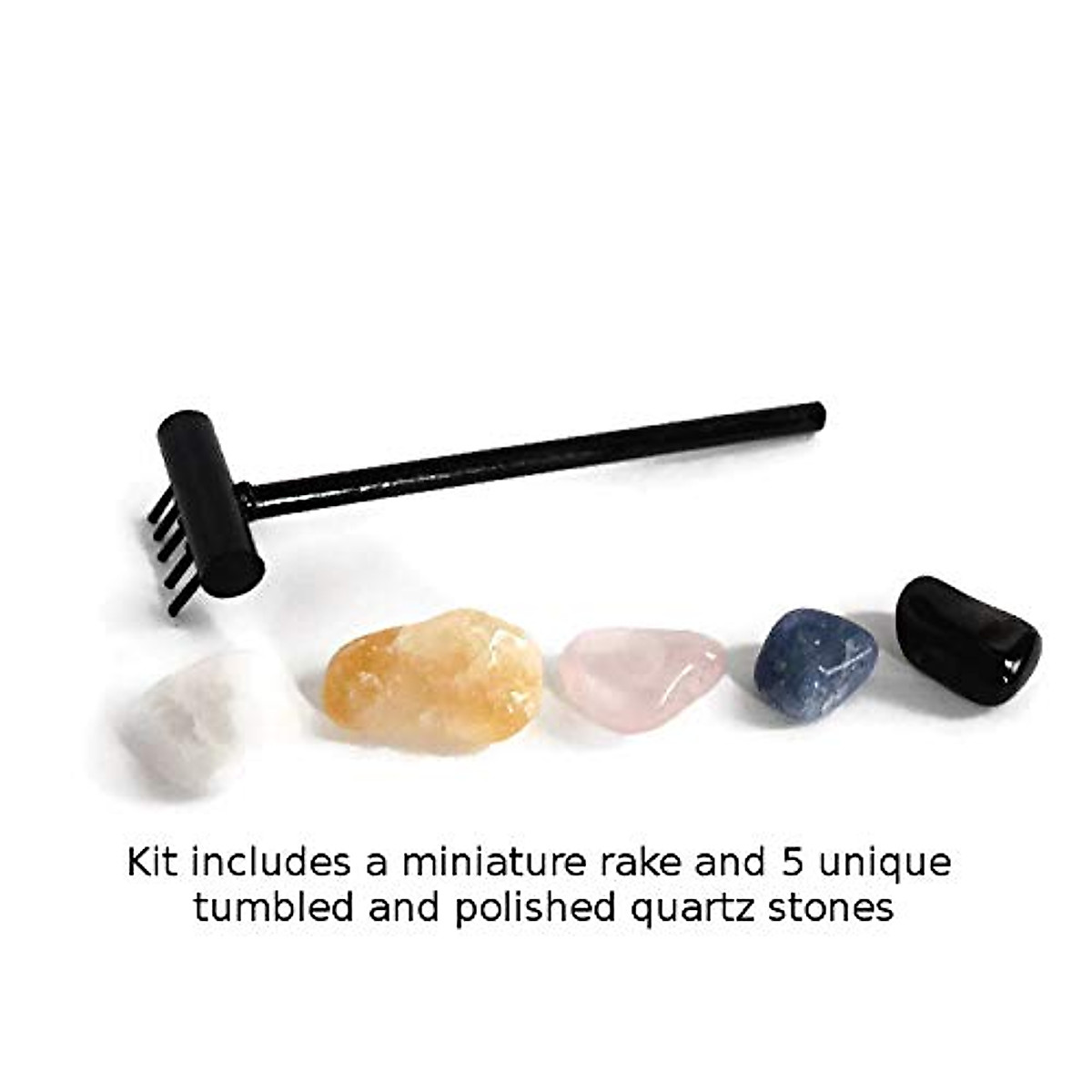 Quartz Gemstone Handmade Mini Zen Garden Healing Crystals Set - Zen Decor for Office or Home Relaxation and Stress Reduction Gifts Quartz Stone Desk Accessories