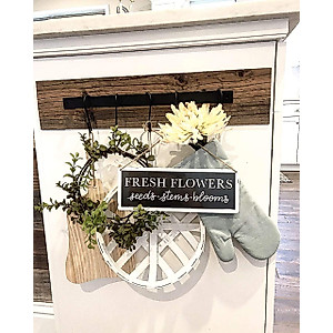 Wall-Mounted Utensil Rack Hanger – Black, 17" x 1" - Rustic Iron Kitchen Organizer with Ten 3.5" Hanging Hooks - Coffee Mug Rail - Pot and Pan Holder - Organizing Rod for Cookware - Claimed Corner