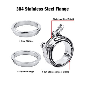 EVIL ENERGY 3.0 Inch V Band Clamp with Flange Male Female Stainless Steel 2PCS