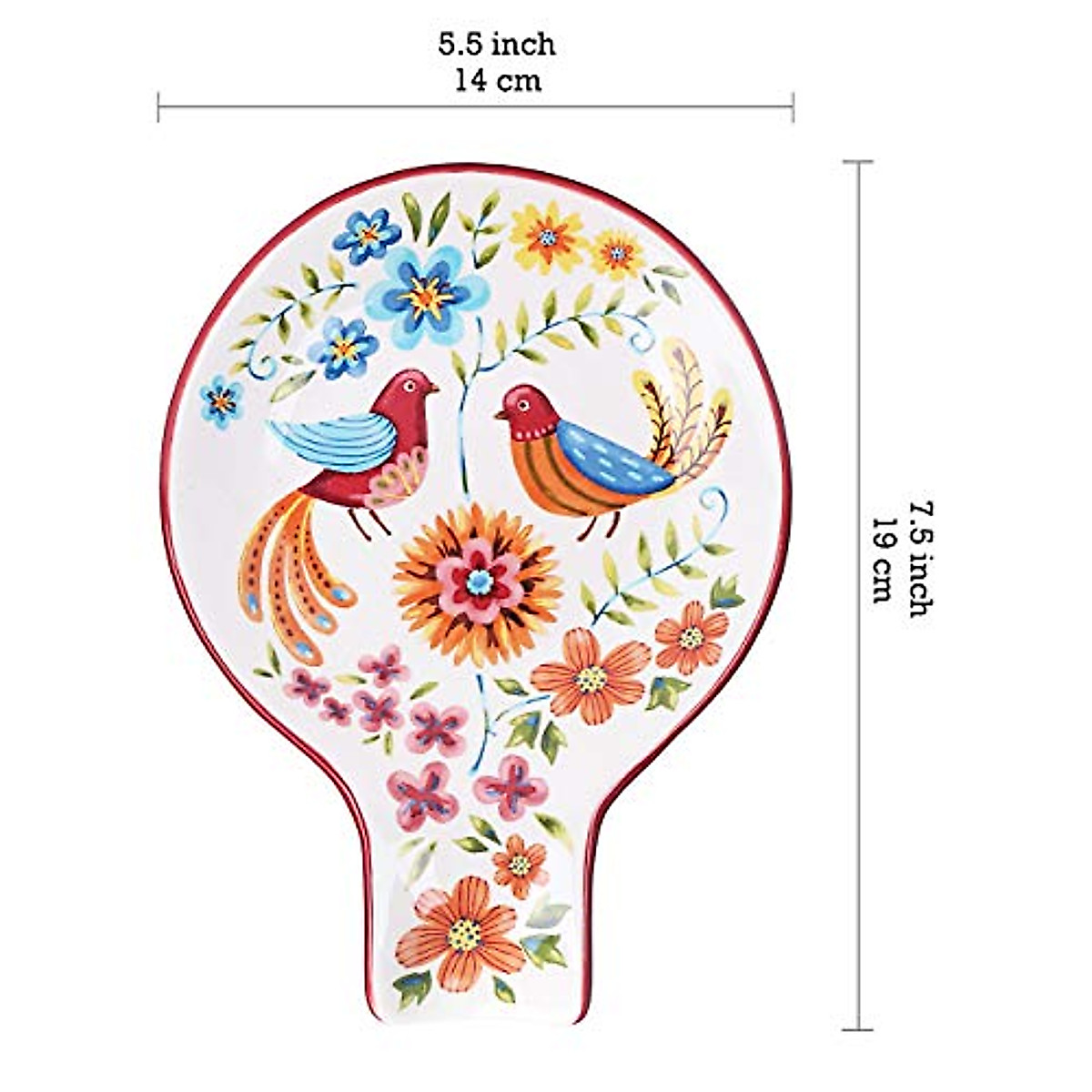 Bico Red Spring Bird Ceramic Spoon Rest, House Warming Gift, Dishwasher Safe