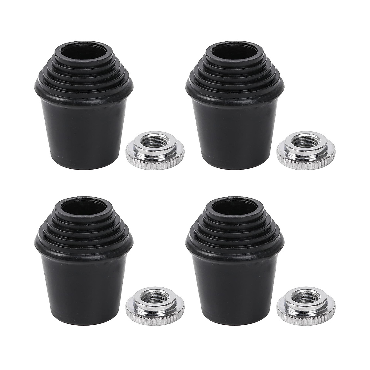 BQLZR Bass Drum Threaded Rubber Feet 1.32x1.14 Inch Black with Metal Washer Pack of 4