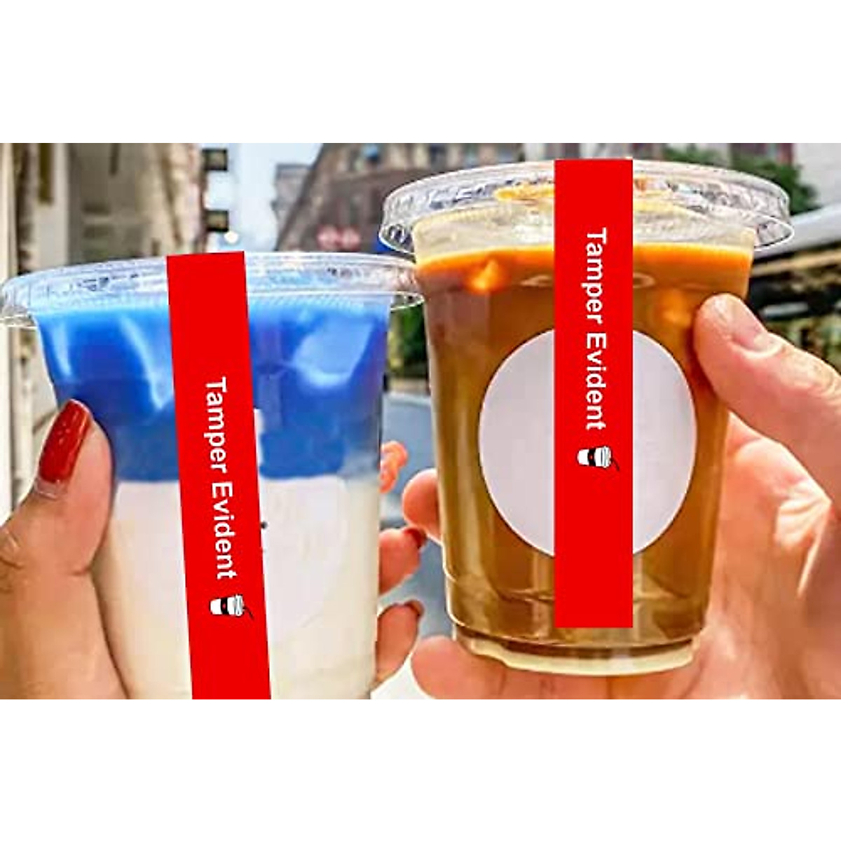 Safe Secure Tamper Evident Seals Stickers for Drink Lids 1" x 9" - 500 Pcs Food Delivery Stickers Sealed for Freshness Labels Drink Food Seal Stickers