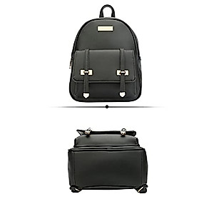KKXIU Women Small Backpack Purse Convertible Leather Mini Daypacks Crossbody Shoulder Bag (Black)