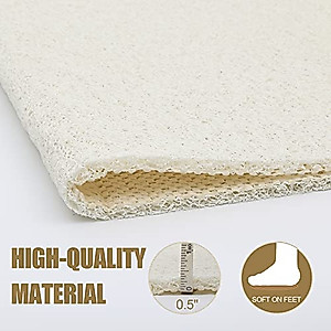 Shower Mat Non Slip Bathtub Mat 16 × 32 Inches, Loofah Bath Mats for Shower Tub, Soft Textured Bath Mat, PVC Bathroom Mats for Wet Areas, Quick Drying, White