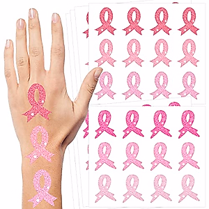 20 Sheets 240 Pcs Breast Cancer Temporary Tattoos Stickers Temporary Pink Ribbon Tattoos Breast Cancer Body Tattoos for Women Girls Face Body Accessories