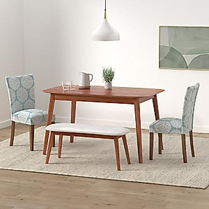 HomePop Parsons Classic Upholstered Accent Dining Chair,Set of 2, Blue and Cream Medallion