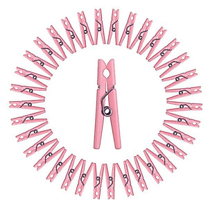 100 Mini Clothes Pin for Baby Shower Girl Game, 1.37 Inch Pink Plastic Small Clothespin Gender Reveal Party Favors (Pink)