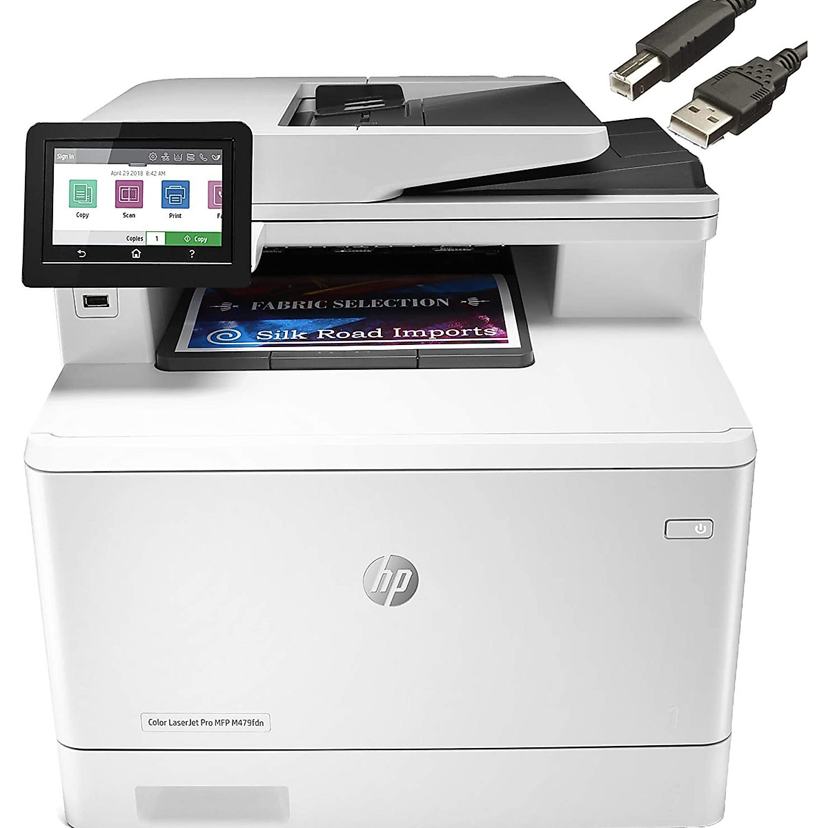 HP Color Laserjet Pro M479fdn All-in-One Laser Printer, Print Scan Copy Fax, Automatic 2-Sided Printing, 600x1200 dpi, 250-sheet, 28 ppm, 512MB, Works with Alexa, Bundle with JAWFOAL Printer Cable