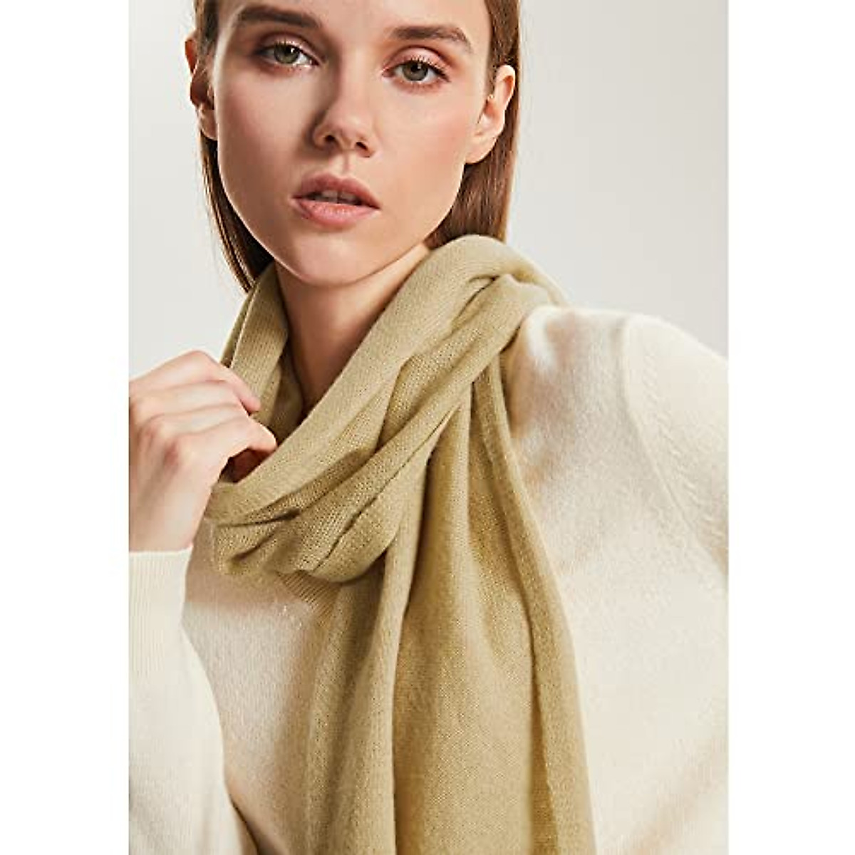 GreenMount Women's Scarf 100% Cashmere Knitted Scarf Shawl Plant Dyeing Warm Soft for Fall Winter Women