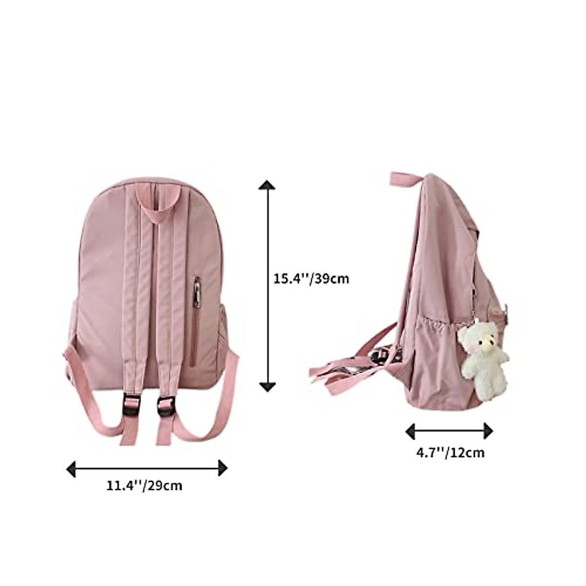 BILIPOPX Kawaii Cute Aesthetic School Laptop Backpack with Accessories Pin Plush Pendant for Teen Girls, Students
