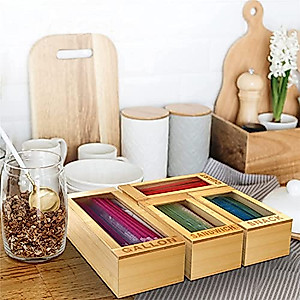 ANLIZY Ziplock Bag Storage Organizer - Plastic Bag Organizer for Kitchen Drawer, Bamboo Baggie Organizer for Gallon, Quart, Sandwich, Snack, Compatible with Ziploc, Glad, Solimo, 365 by WFM, Hefty