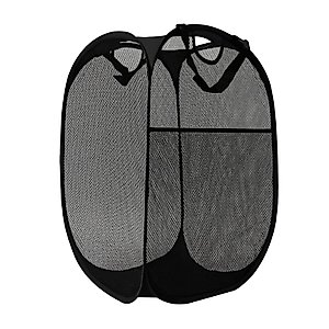 Foldable Laundry Net Basket Laundry Collapsible Mesh Hamper 14" x 14'' x 24" Black