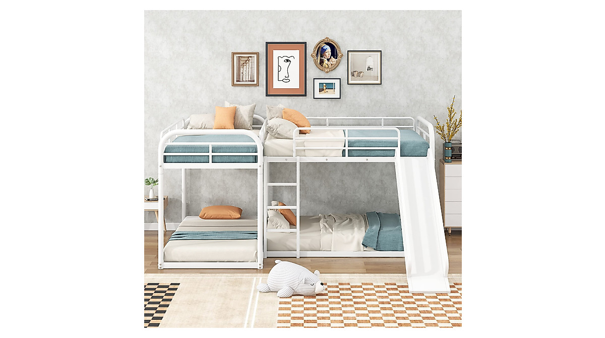 Merax L-Shaped Bunk Bed: 4 Beds in 1 for Teens