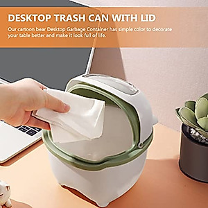 UPKOCH Round Dining Table Mini Animal Desktop Trash Can Swing Lid Small Paper Wastebasket Tabletop Garbage Bin Round Countertop Trash Container for Home Office Plastic Bins