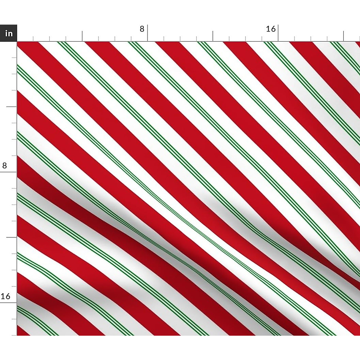 Spoonflower Fabric - Christmas Candy Cane Stripe Diagonal Stripes Green Red Whimsical Printed on Petal Signature Cotton Fabric Fat Quarter - Sewing Quilting Apparel Crafts Decor