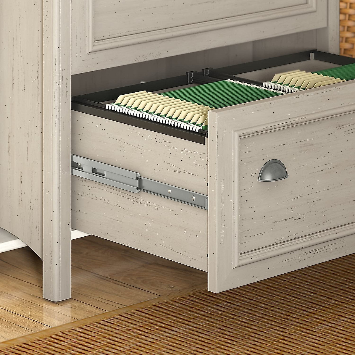 Bush Furniture Fairview 2 Drawer Lateral File Cabinet in Antique White and Tea Maple