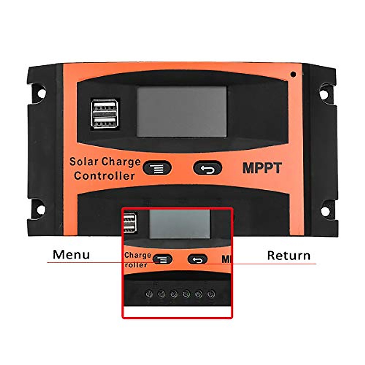 30A Solar Charge Controller,MPPT Solar Charger Controller, 12V/24V Solar Panel Intelligent Regulator with Dual USB Port and PWM LCD Display