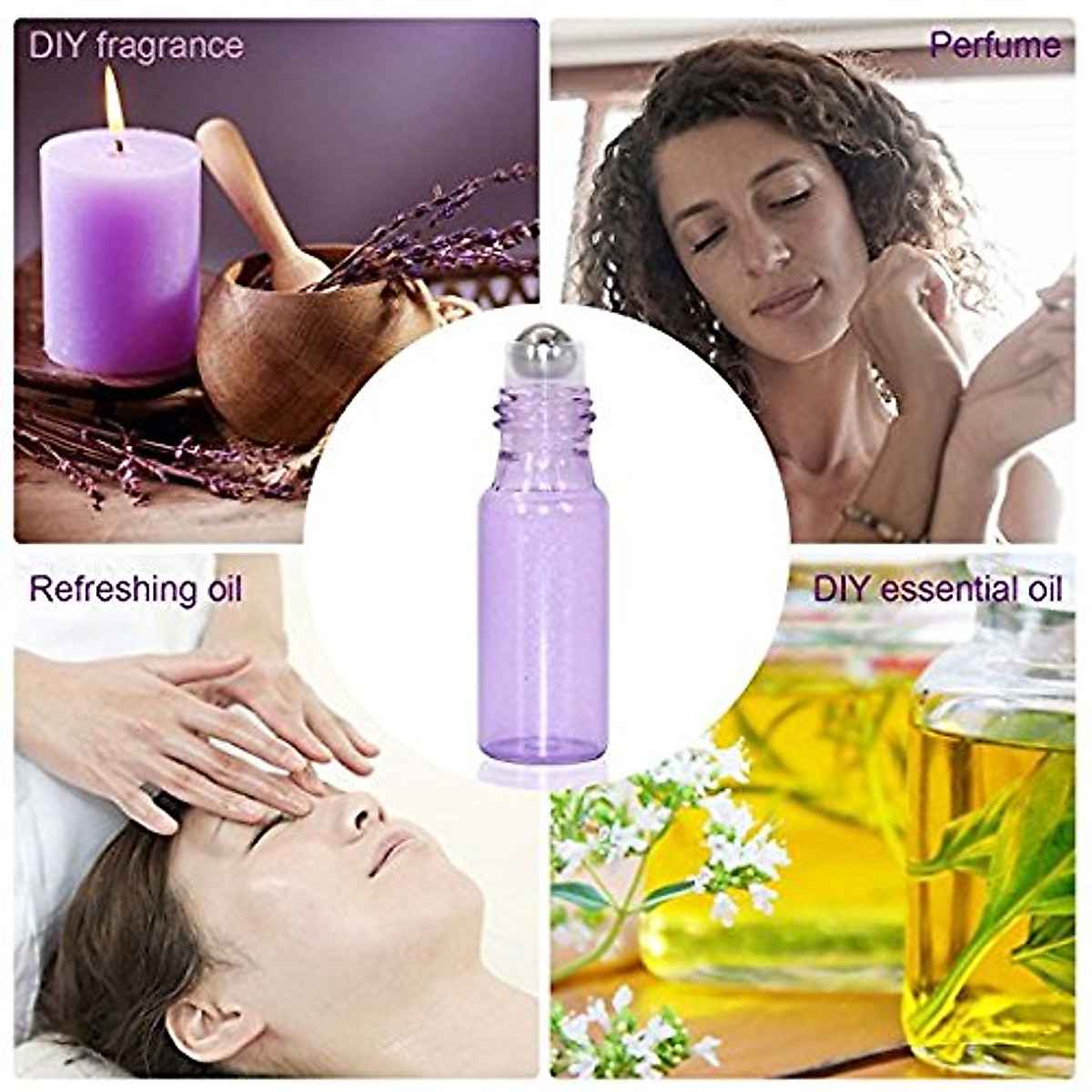 Mavogel Essential Oil Roller Bottles - 24 Pack 5ml Pearl Colored Glass Roller Bottles with Stainless Steel Roller Balls, Essential Oil key Opener and Droppers Included