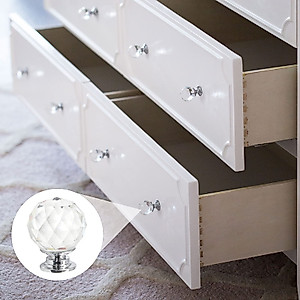 Uenhoy 6 Pcs Round Diamond Crystal Cabinet Knobs 1.2 Inch Clear Crystal Drawer Knobs for Cabinet, Cupboard, Wardrobe, Dresser
