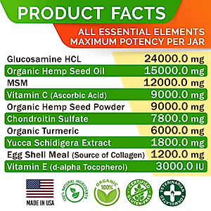 Salmon Oil Omega 3 for Dogs + All-Natural Hemp Chews and Glucosamine for Dogs - Advanced Hip & Joint Supplement + 32oz Fish Oil - Allergy Relief - Itch Relief, Shedding - Skin and Coat Supplement