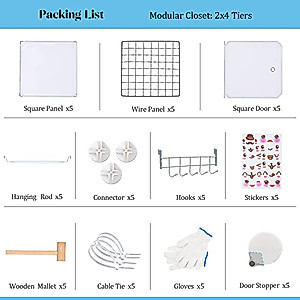 BRIAN & DANY Portable Wardrobe Closet for Hanging Clothes, Bedroom Armoire with Doors, Modular Cabinet for Space Saving, Ideal Storage Organizer Cube for Books, Toys, Towels (8-Cube), White